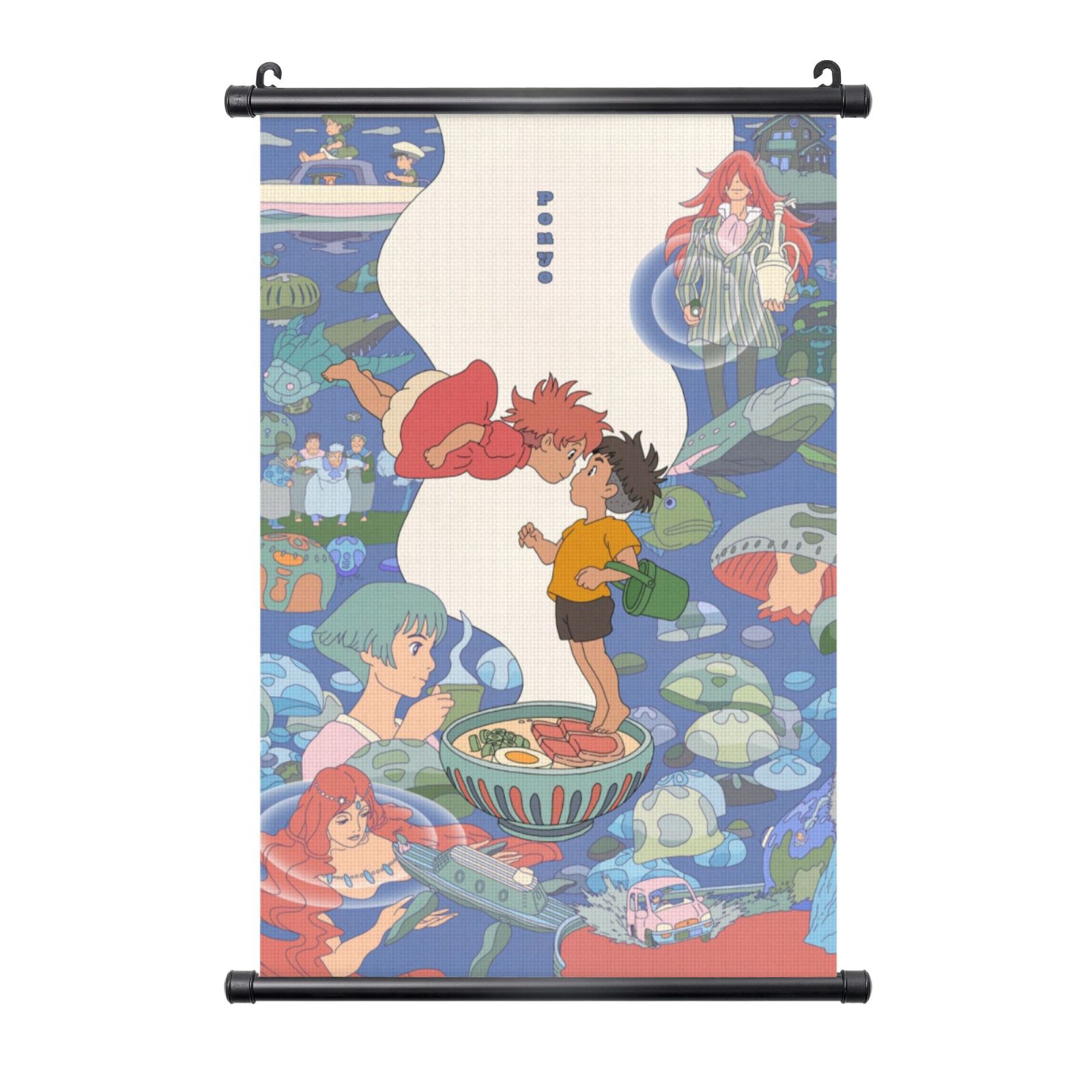 Shaft Hanging Banner Ponyo Poster Wall Canvas Artwork With Black Frame ...
