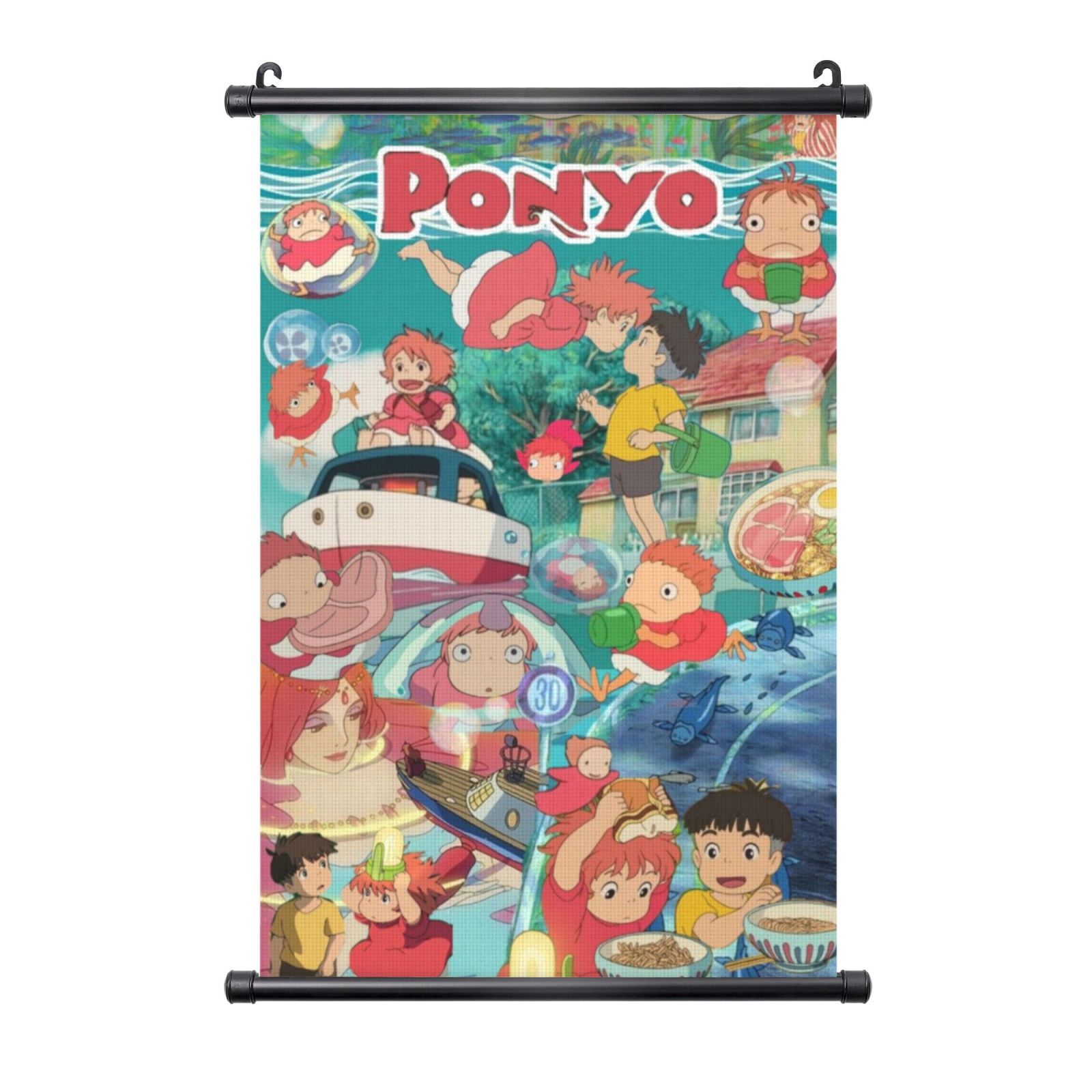 Shaft Hanging Banner Ponyo Poster Wall Canvas Artwork With Black Frame ...
