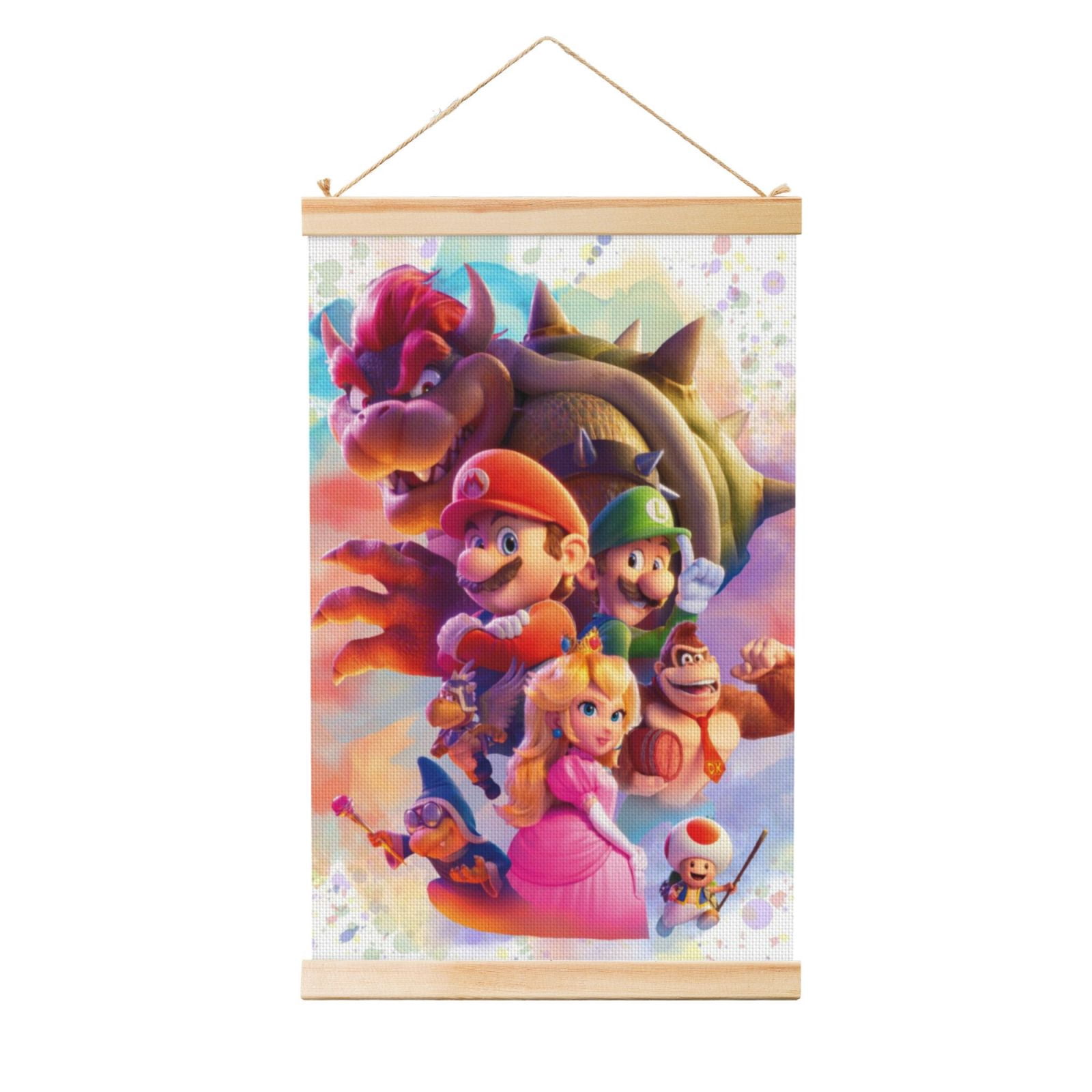Shaft Hanging Banner Super Mario Poster Wall Canvas Artwork With Wooden ...