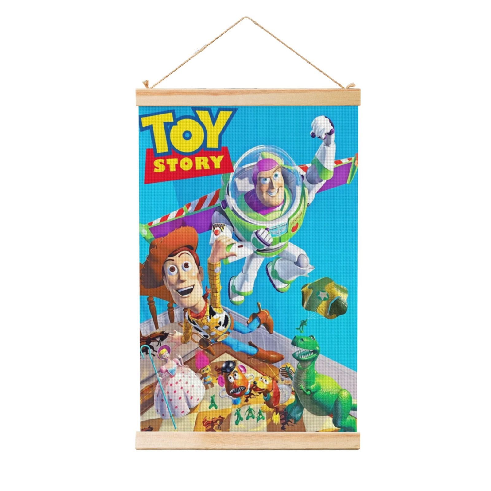Shaft Hanging Banner Toy Story Poster Wall Canvas Artwork With Wooden ...