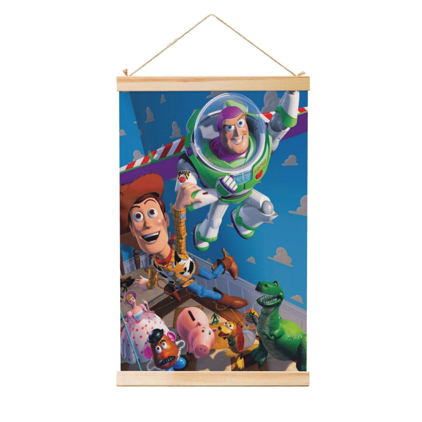 Shaft Hanging Banner Toy Story Poster Wall Canvas Artwork With Wooden ...