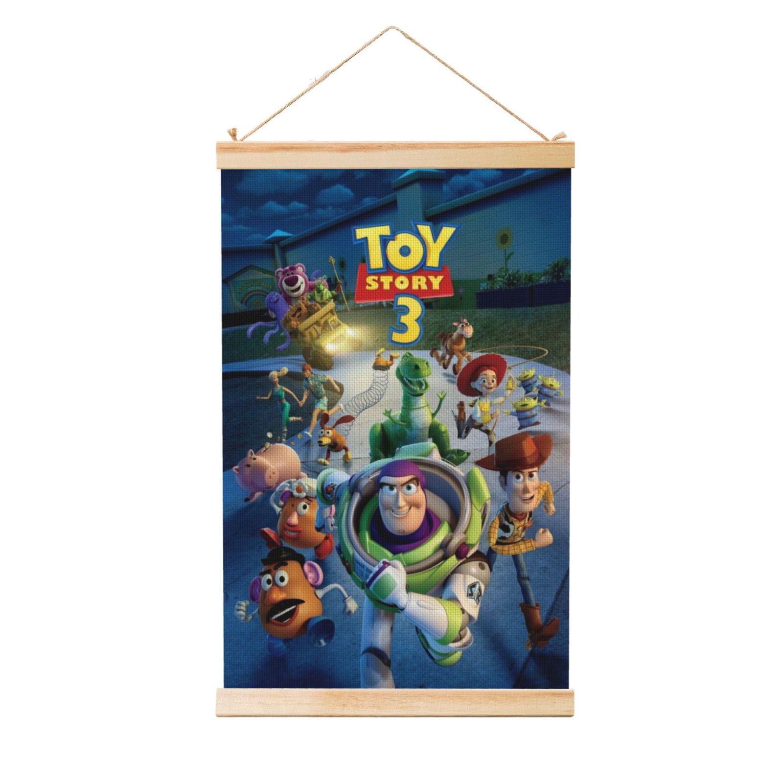 Shaft Hanging Banner Toy Story Poster Wall Canvas Artwork With Wooden ...