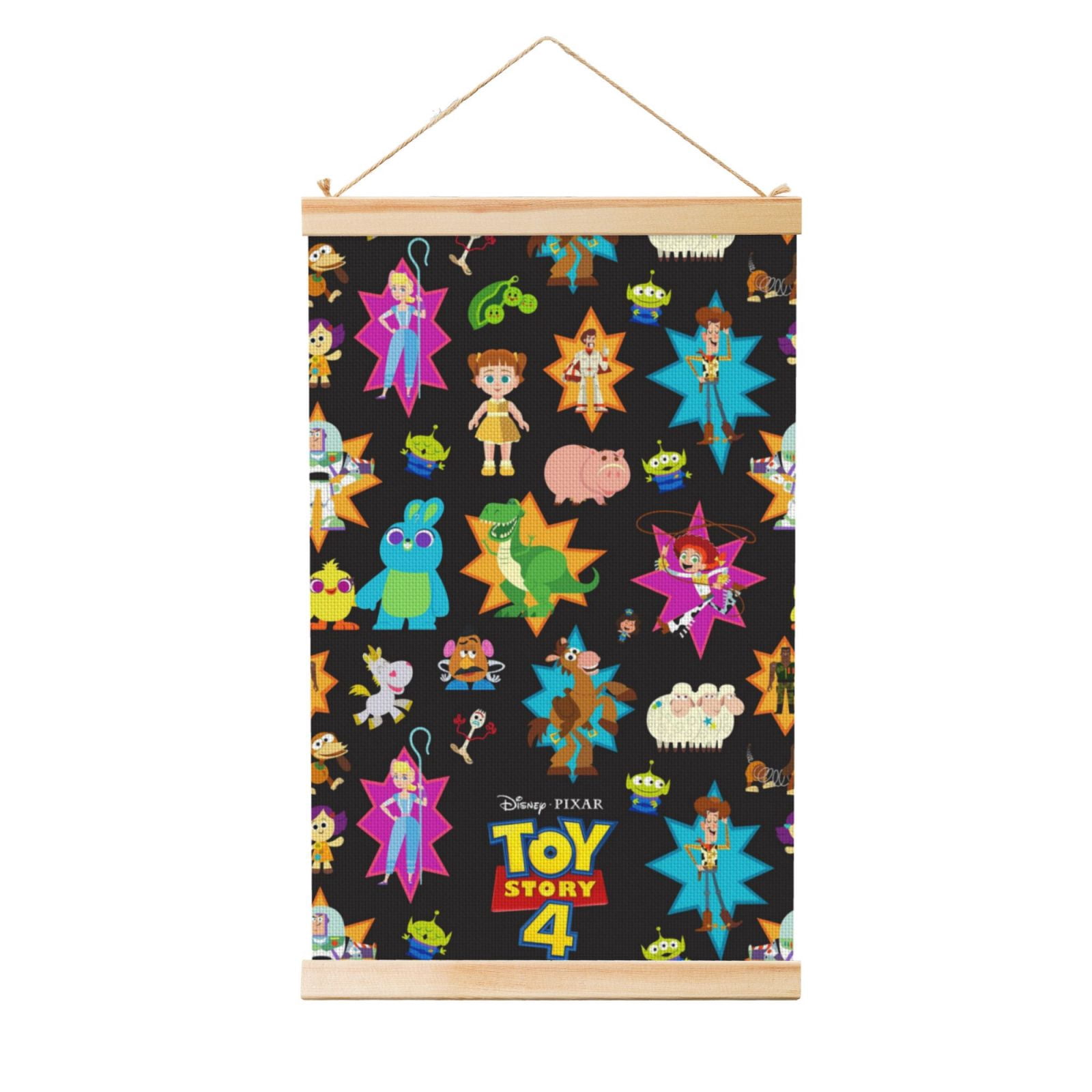 Shaft Hanging Banner Toy Story Poster Wall Canvas Artwork With Wooden ...