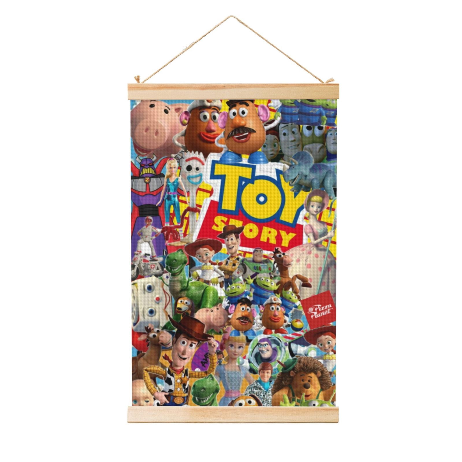 Shaft Hanging Banner Toy Story Poster Wall Canvas Artwork With Wooden ...
