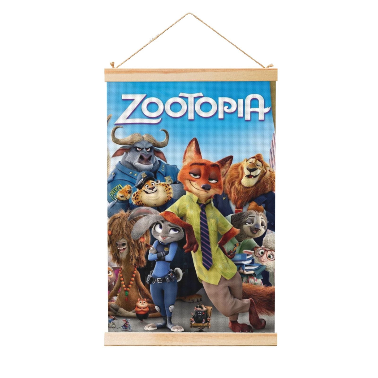 Shaft Hanging Banner Zootopia Poster Wall Canvas Artwork With Wooden ...