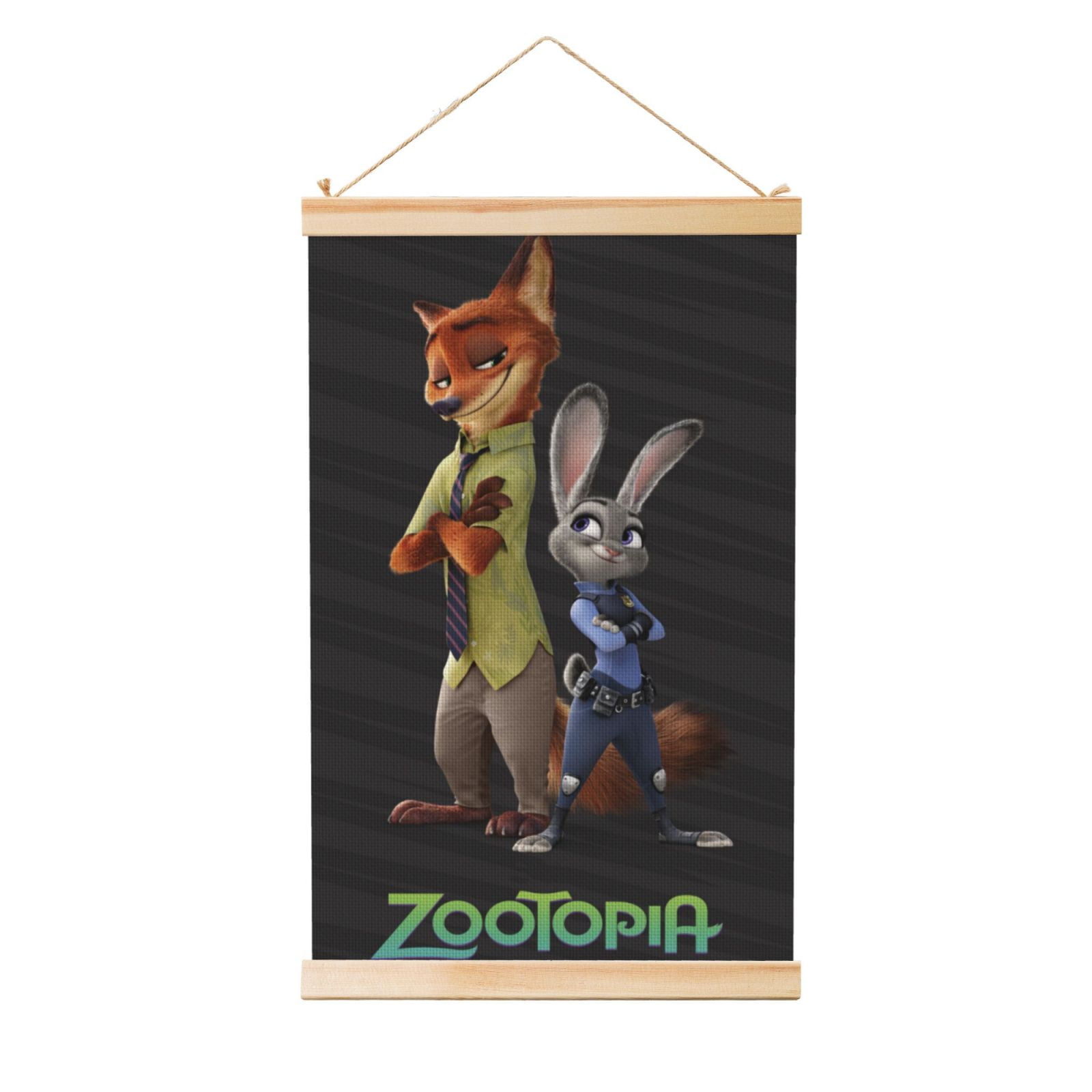 Shaft Hanging Banner Zootopia Poster Wall Canvas Artwork With Wooden ...