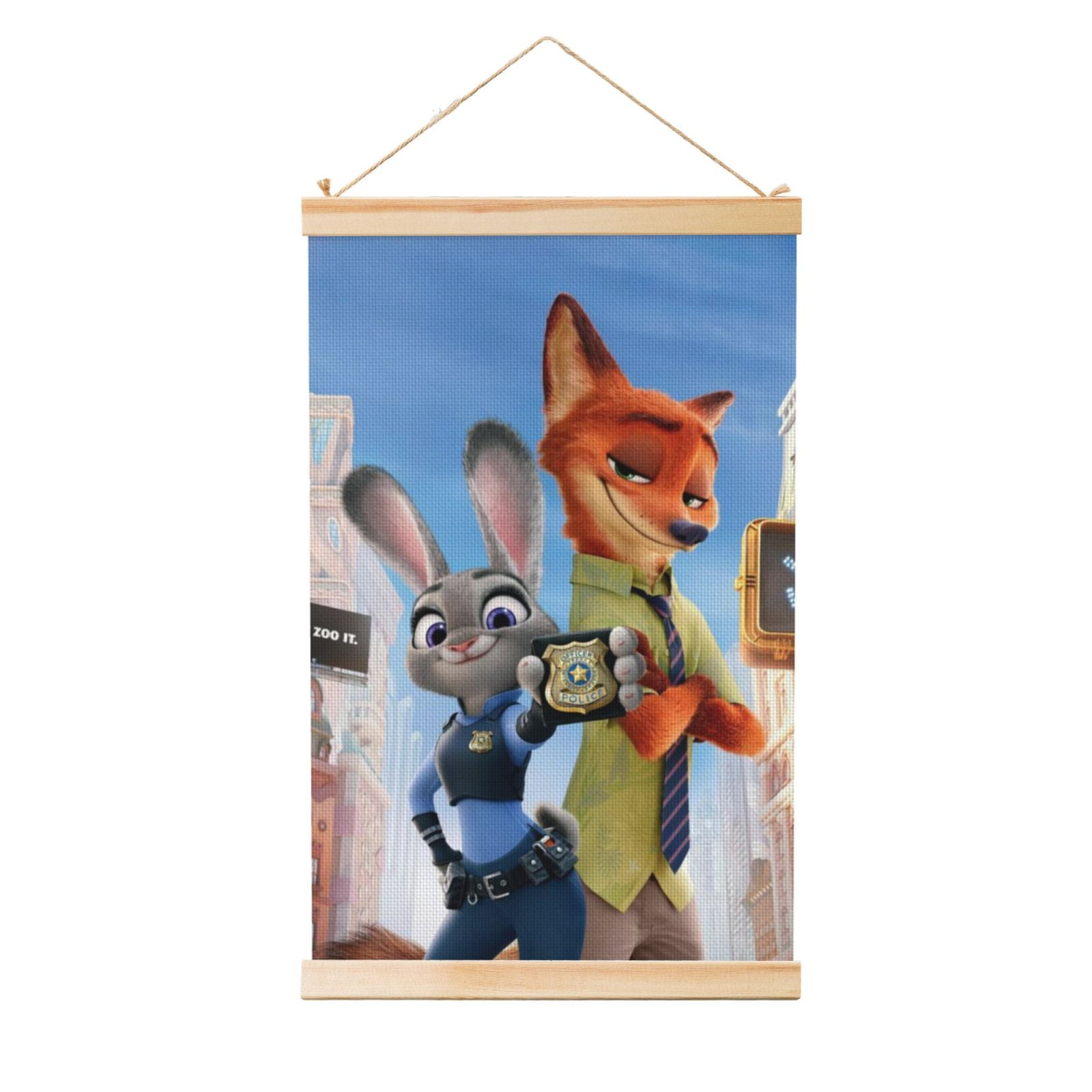 Shaft Hanging Banner Zootopia Poster Wall Canvas Artwork With Wooden ...