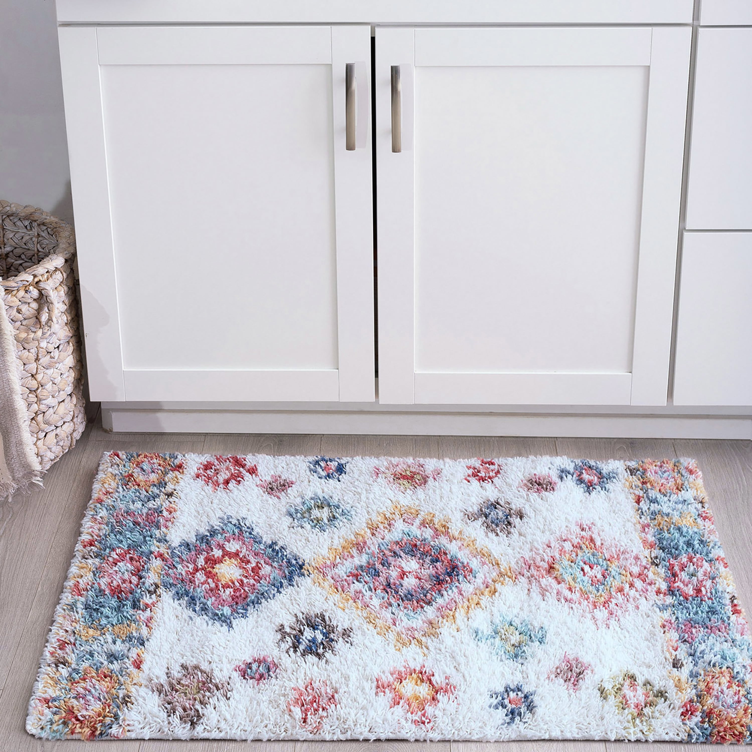 Shag 2x3 Area Rug Thick (2' x 2'11'') Geometric Multi-Color Indoor ...