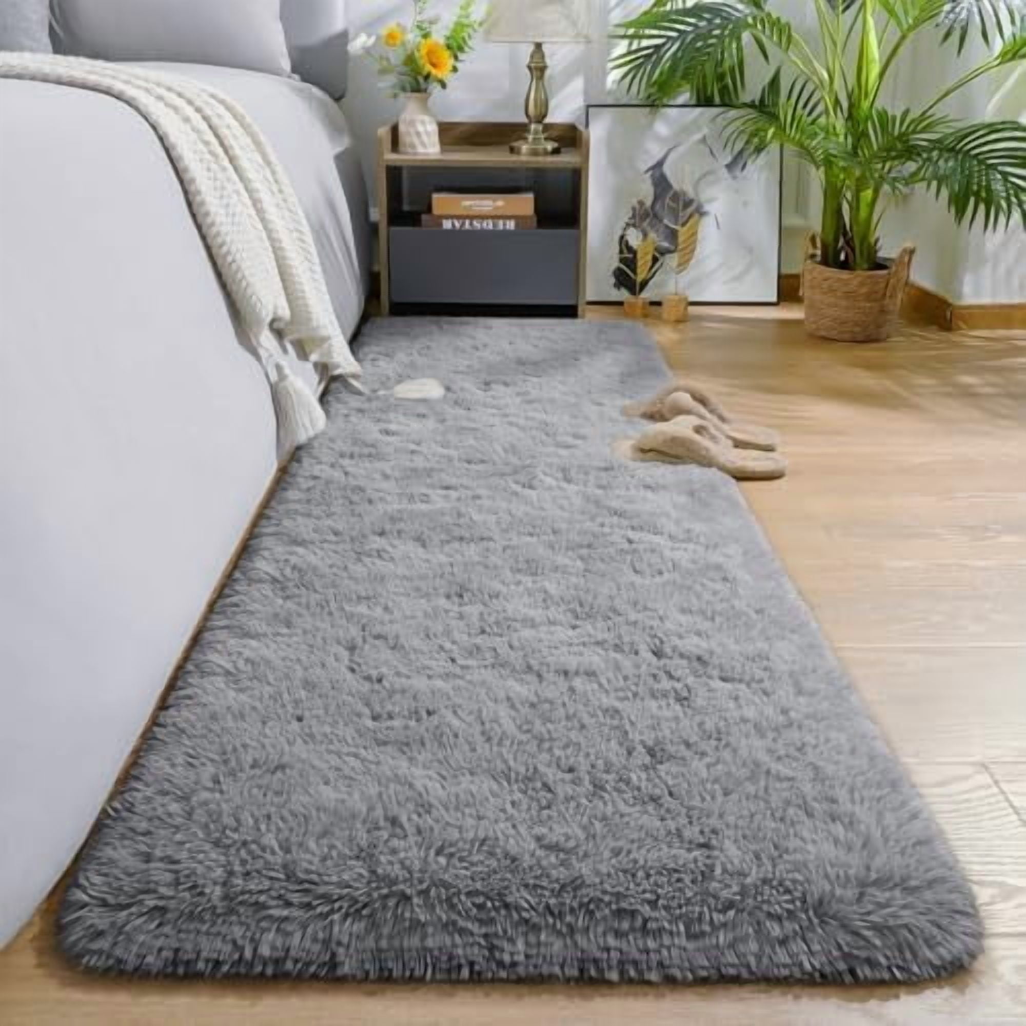 Shag 2x6 Runner Rug for Bedroom, Washable Rugs Runners with Memory Foam ...