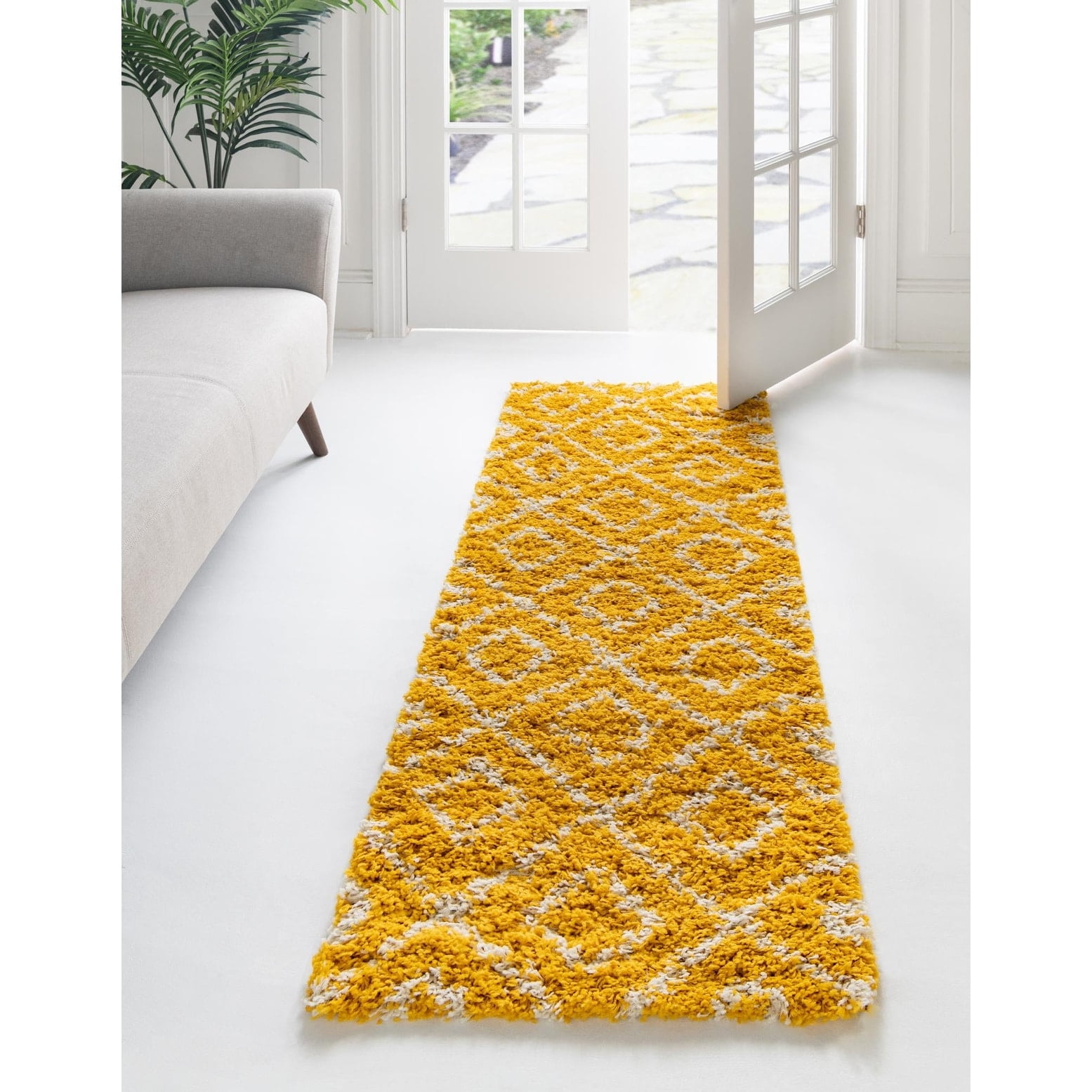 Shag Olido Collection Area Rug 2'x5' - Yellow - Walmart Business Supplies