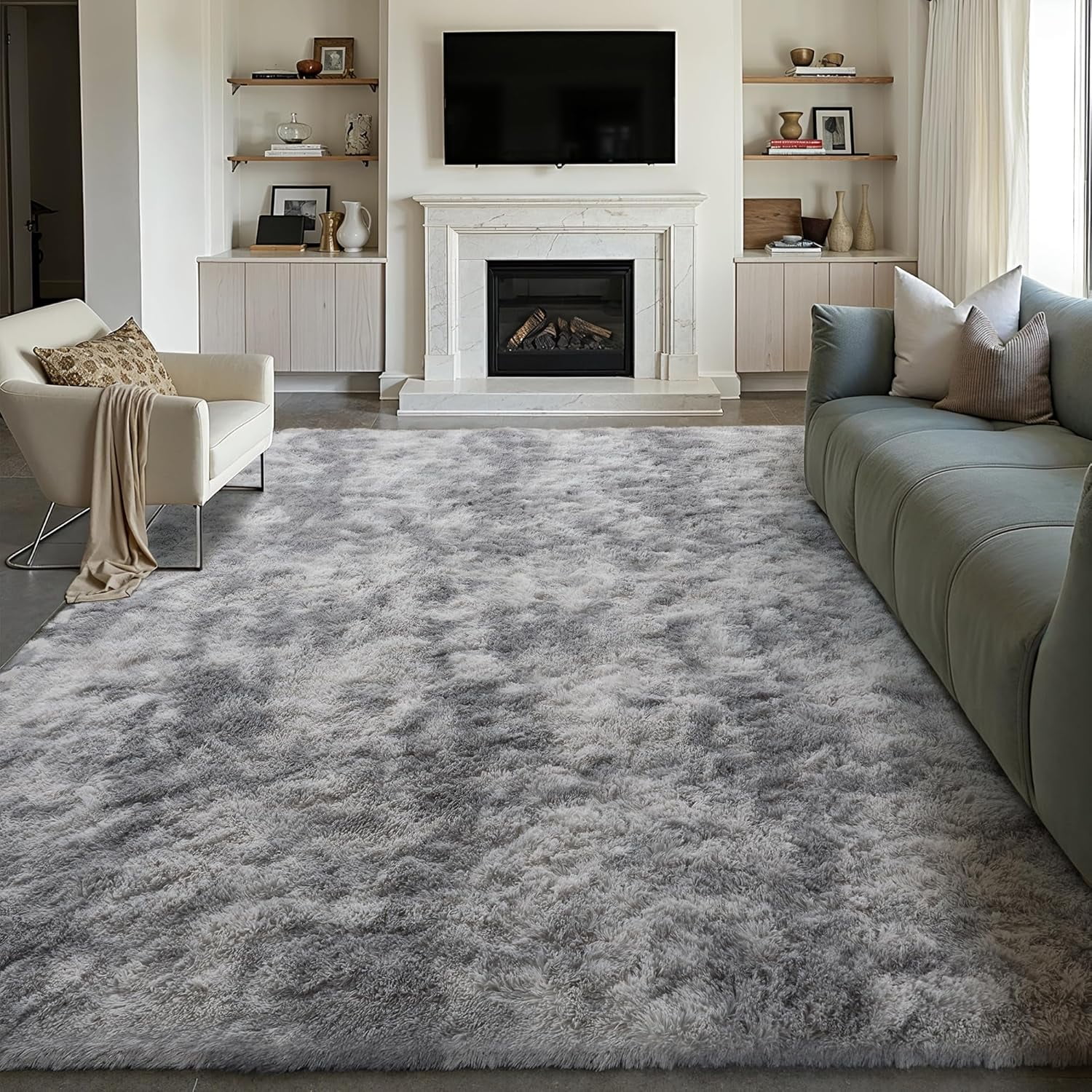 Shag Rug 8x10 for Living Room, Super Soft Modern Plush Rug Non-Slip ...