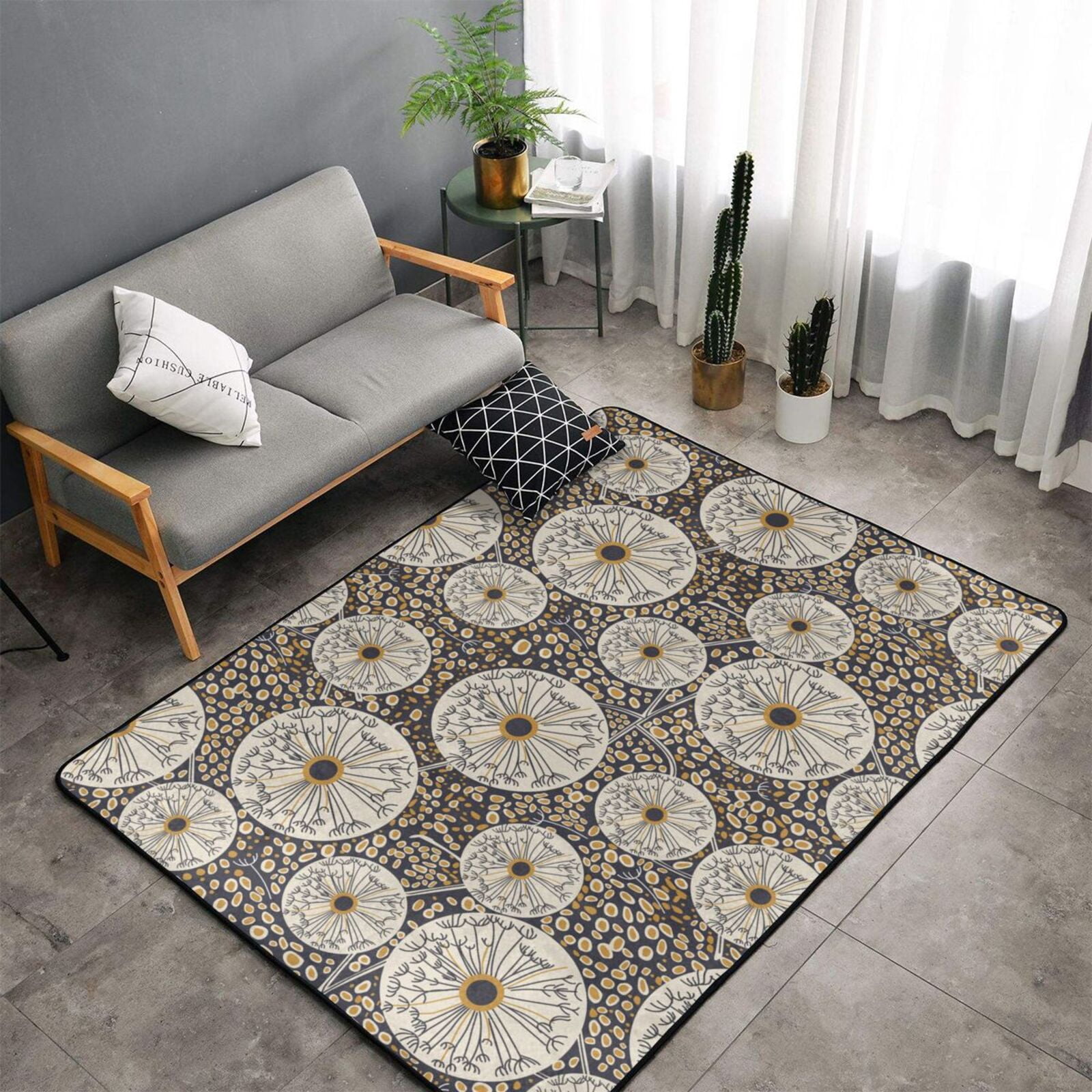 Shaggy Area Rug, Dandelion Flower Rugs for Living Room Bedroom Non Slip ...