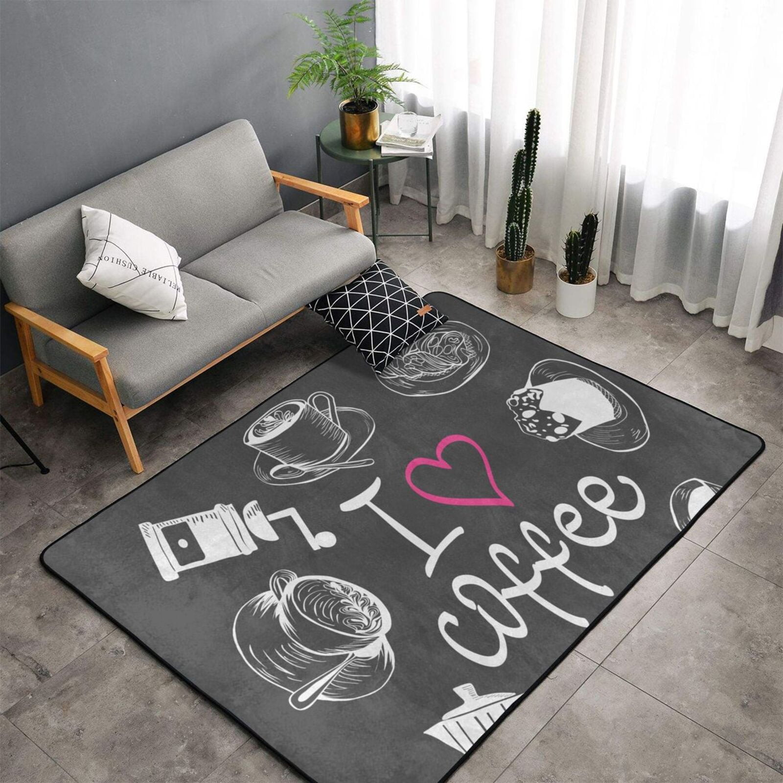 Shaggy Area Rug, I Love Coffee Rugs for Living Room Bedroom Non Slip ...
