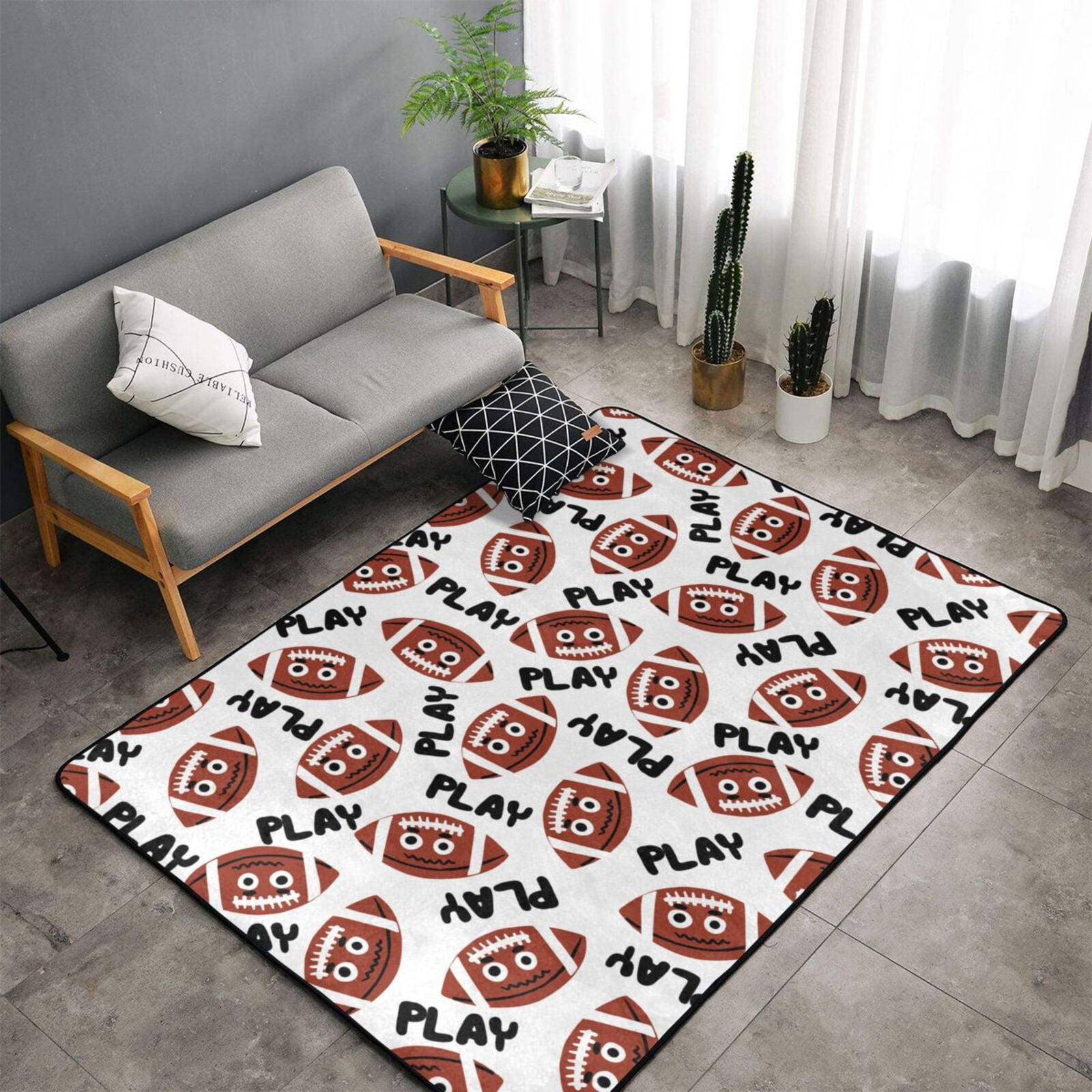 Shaggy Area Rug, paly American football funny Rugs for Living Room ...