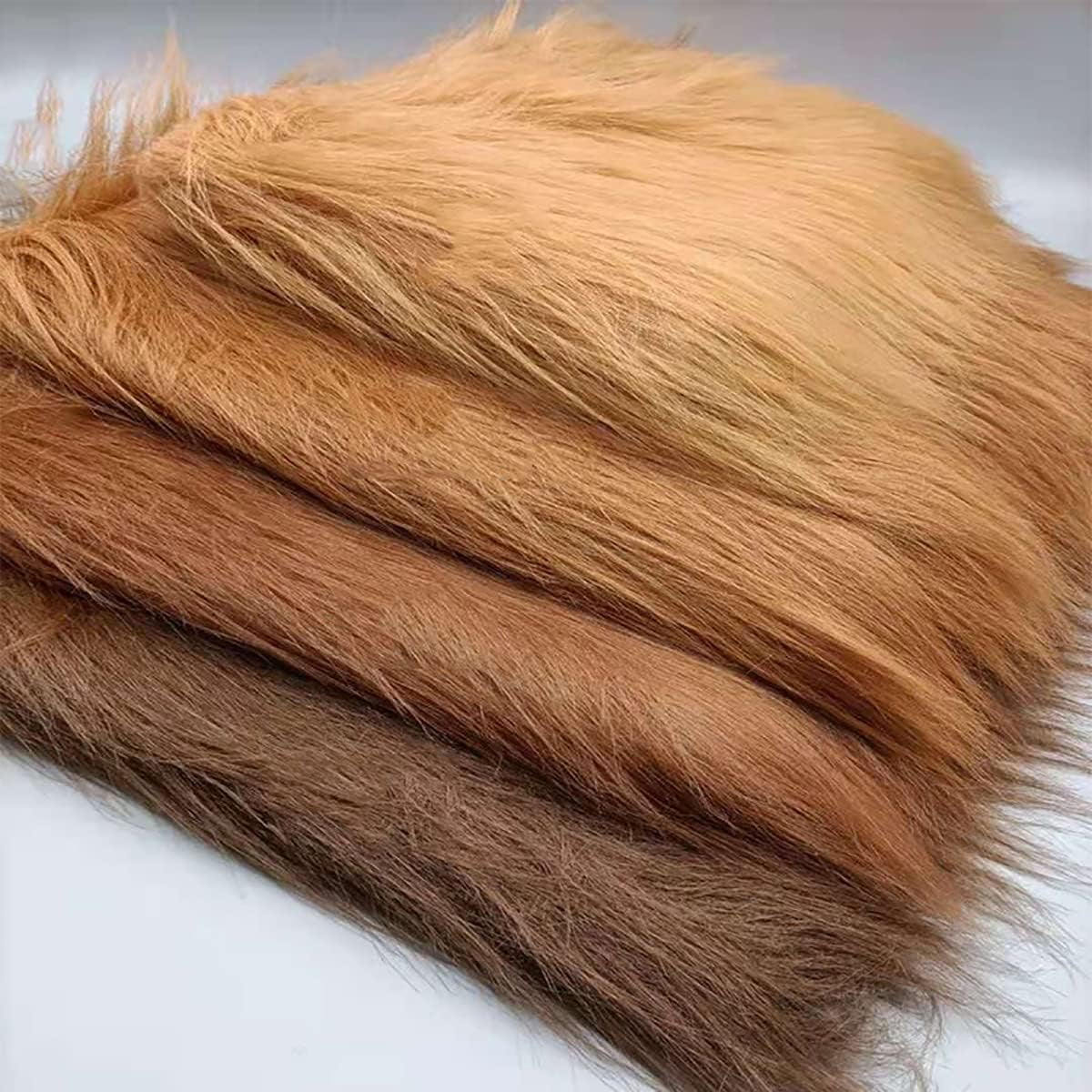 Shaggy Brown Faux Fur Fabric Material Long Plush 170x50cm 66''x19 ...