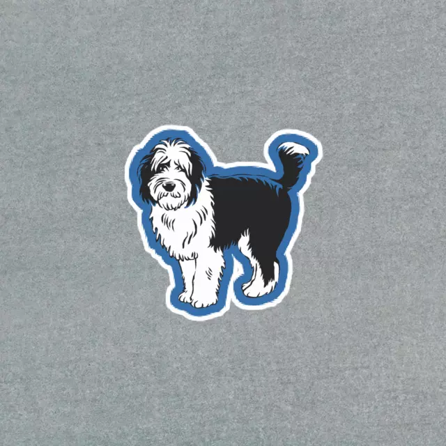 Shaggy Dog Sticker - Cute Blue And White Fluffy Pup Decal For Dog ...