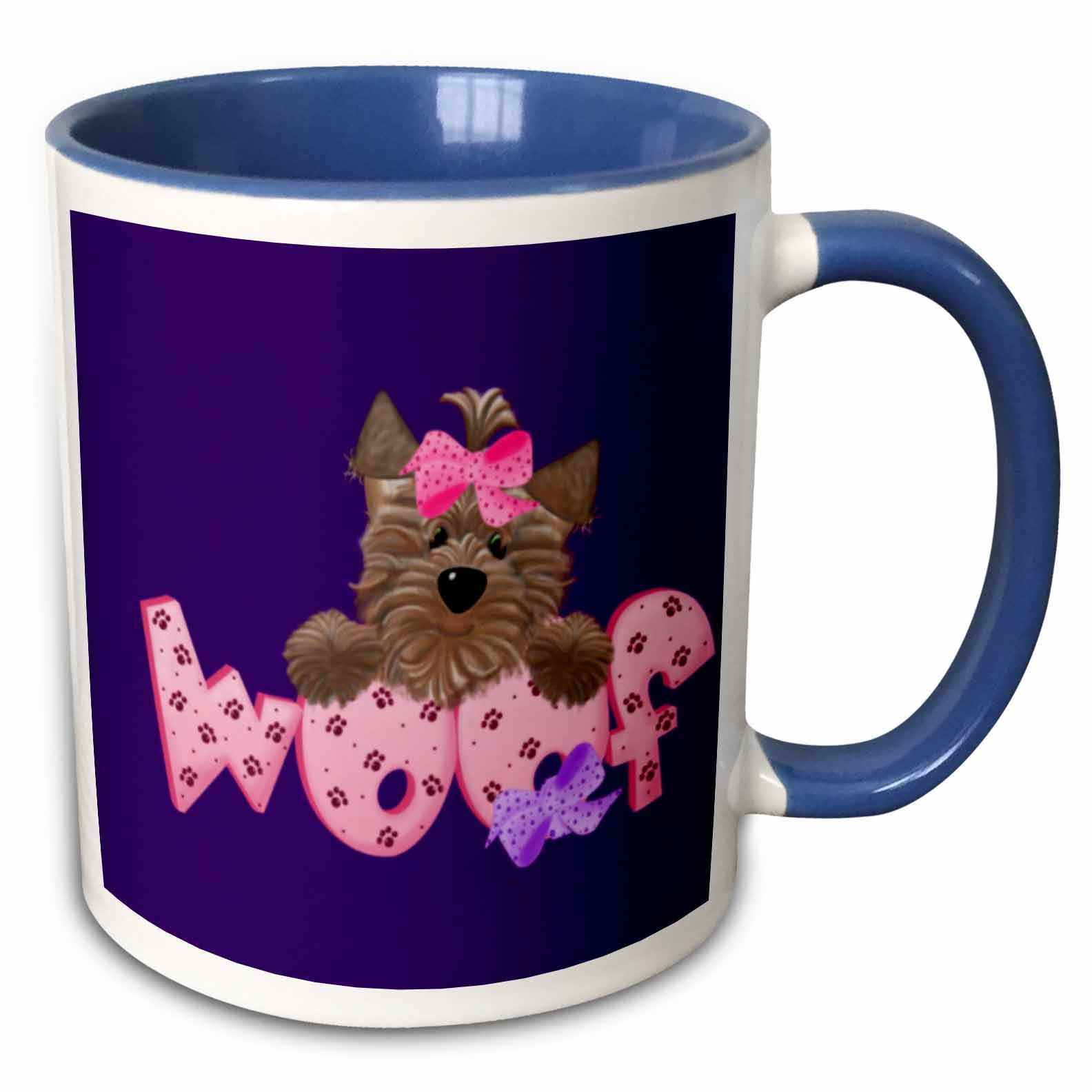 3drose, Shaggy Dog with Pink Woof, 11oz Two-tone Blue Mug - Walmart.com
