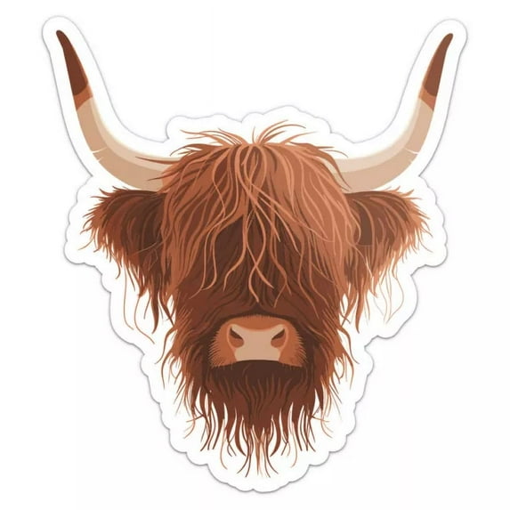 Shaggy Highland Cow Sticker Phone Decal Water Bottle Stickers Car ...