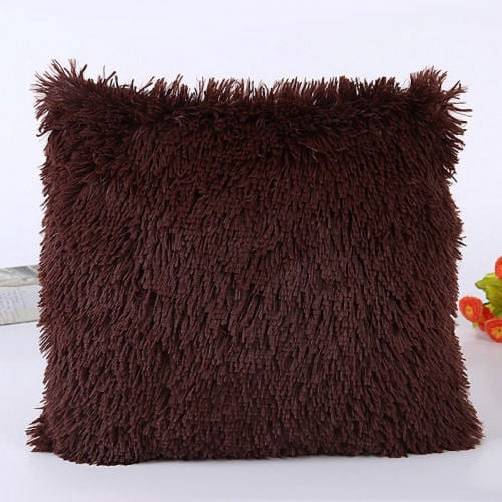 Shaggy Plush Faux Fur Throw Pillow Covers Fuzzy Decorative Pillow Case ...