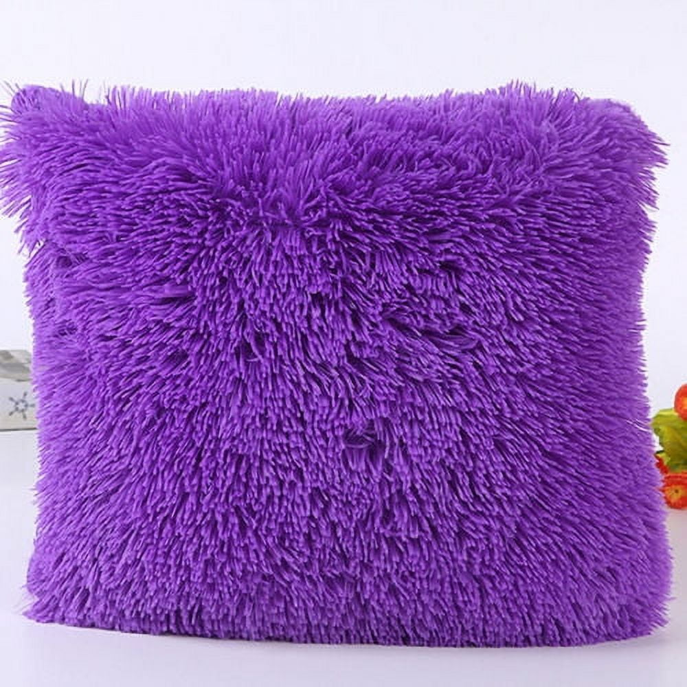 Shaggy Plush Faux Fur Throw Pillow Covers Fuzzy Decorative Pillow Case ...