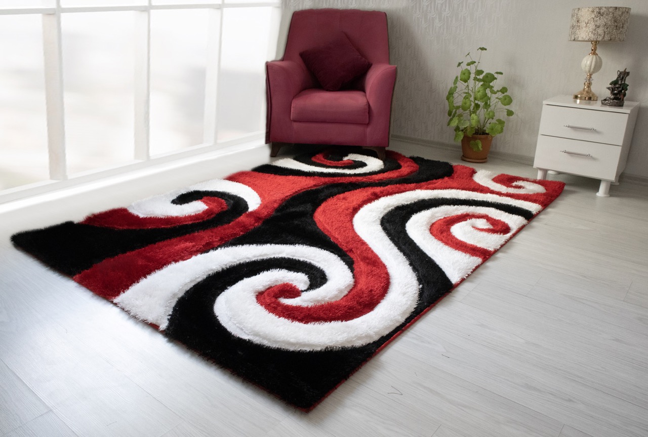 Shaggy Rugs 3D Textured Geometric Living Area Rugs Soft Fluffy High ...