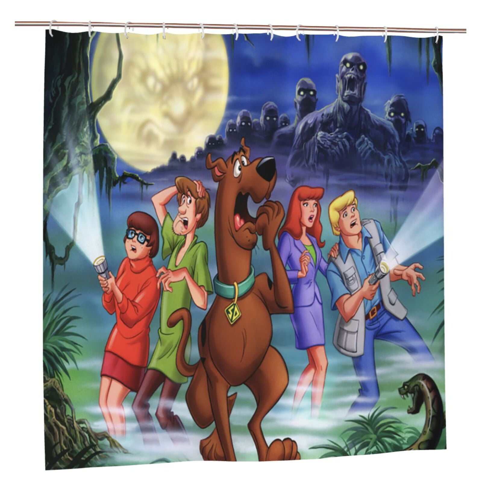 Shaggy Scooby-Doo Shower Curtain 72x72 In With Snap Liner Waterproof ...
