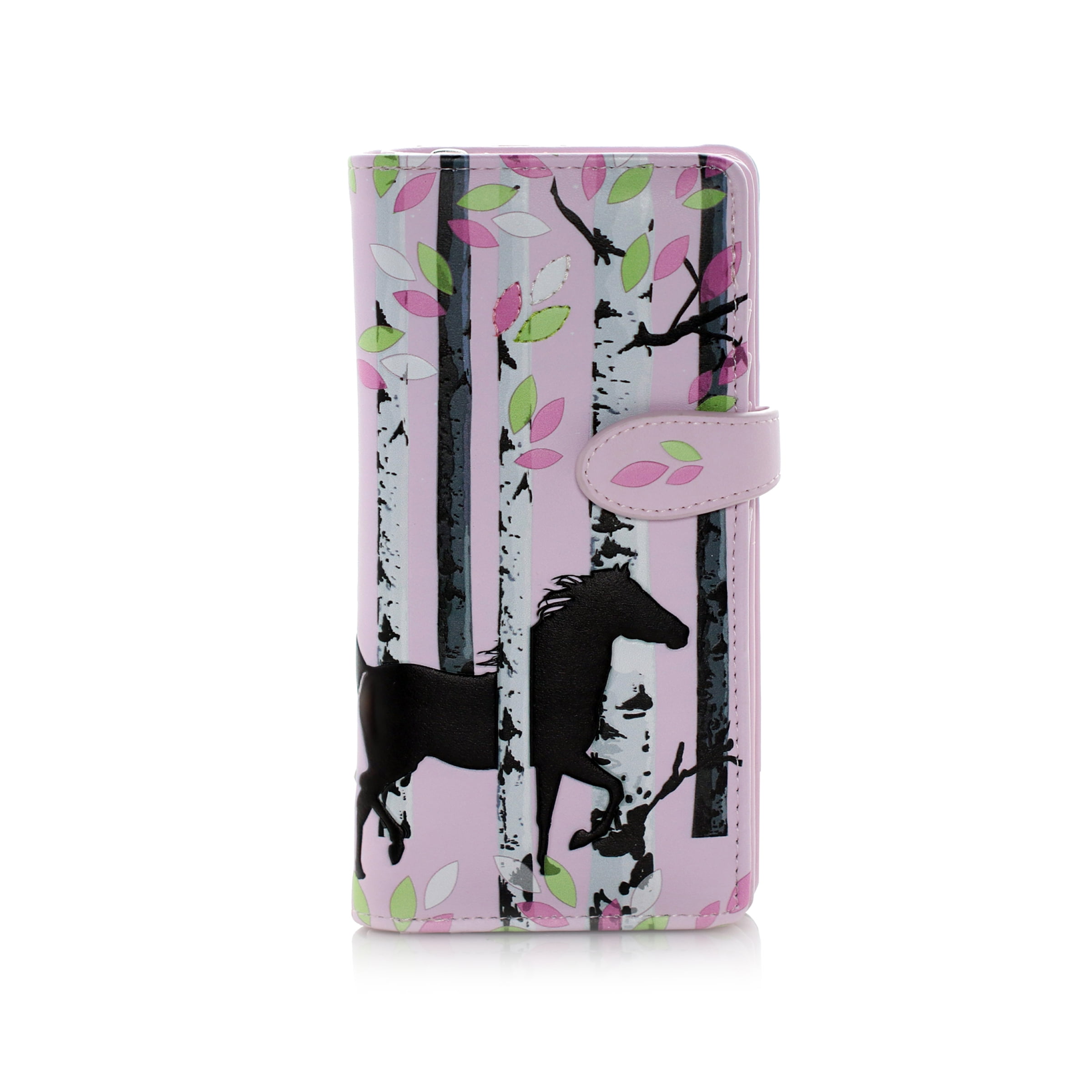 Shagwear Forest Horse Pattern Large Zipper Women's Wallet (Pink) Faux ...