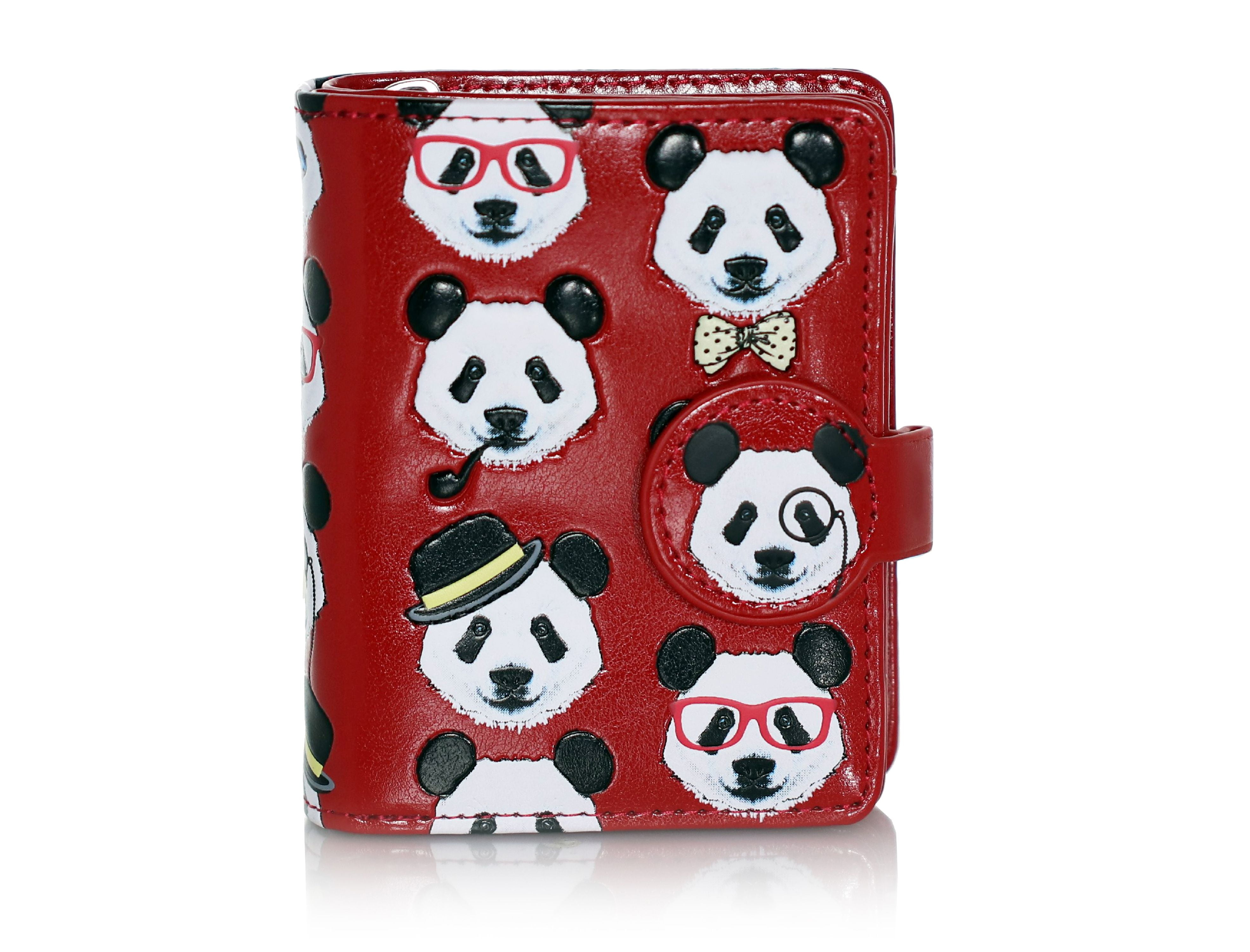 Shagwear Panda Repeat Pattern Small Zipper Women's Wallet (Red) Faux ...
