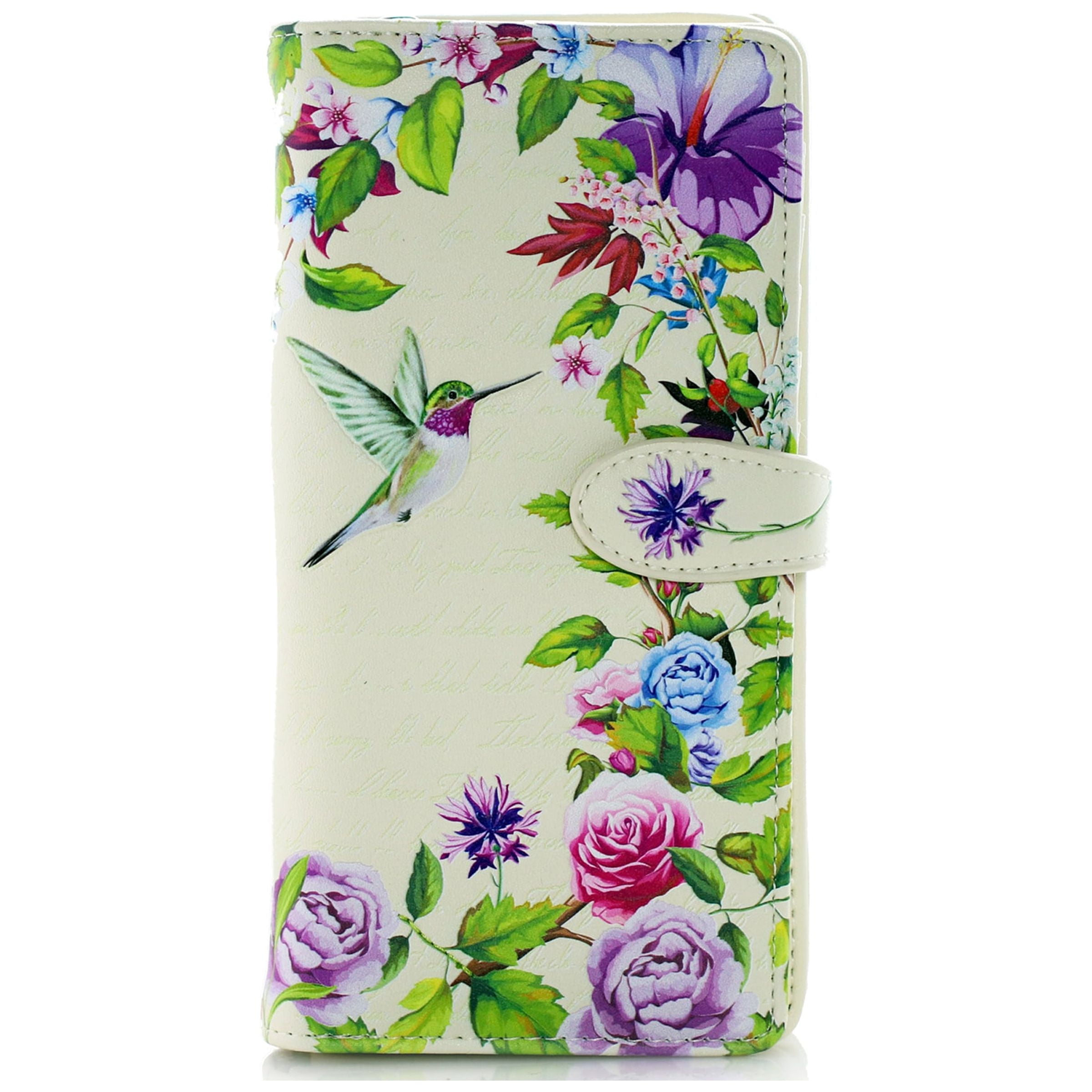 Shagwear Vintage Hummingbird Pattern Large Zipper Women's Wallet (Cream ...