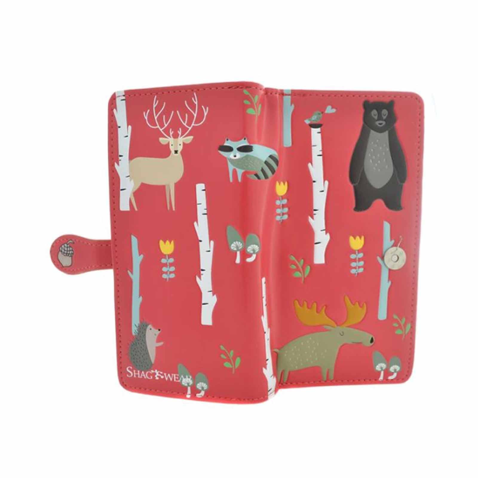 Shagwear Woodland Animals Large Red Zipper Wallet - Walmart.com