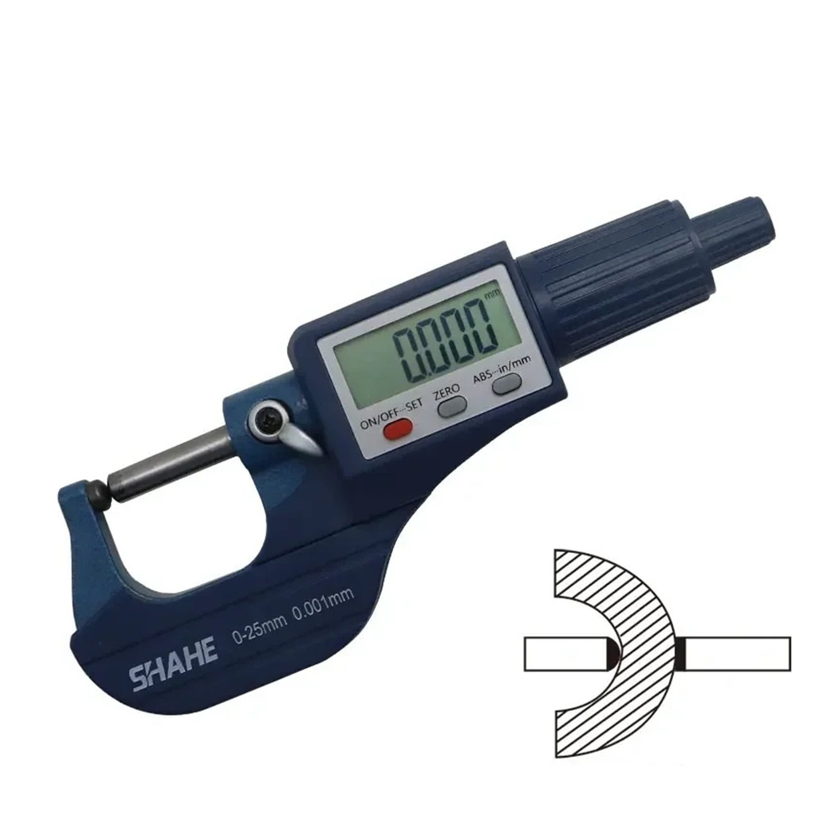 Shahe Digital Tube Micrometer With Single Round Head 0-25/25-50/50-75/75-100 mm Tube Micrometer ...