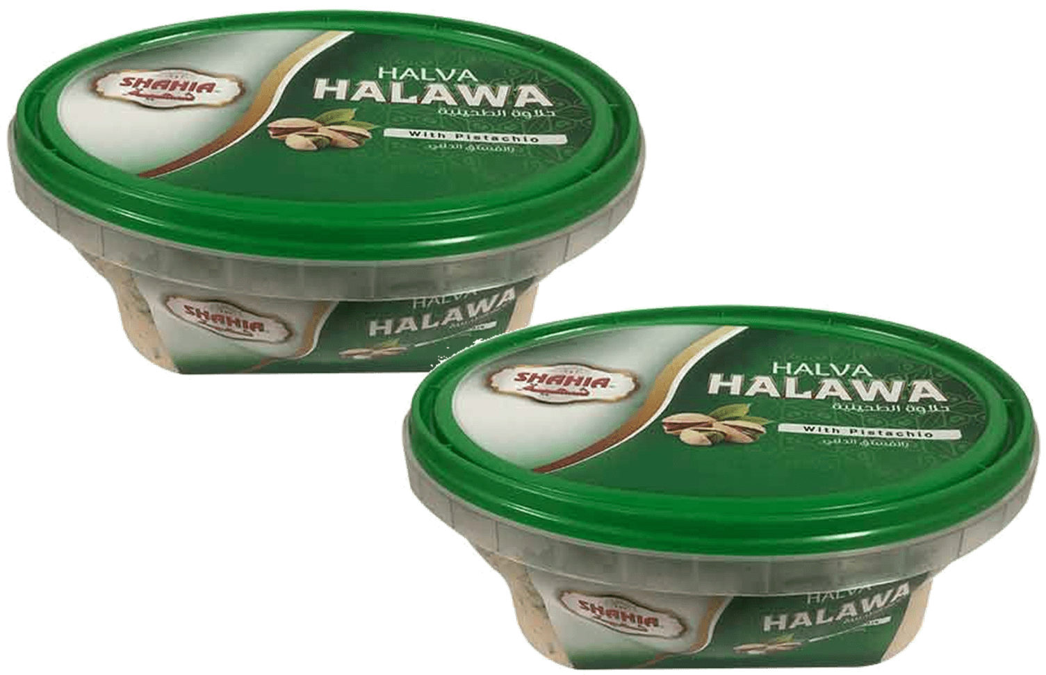 Shahia Sesame Tahini Sweet Halva Candy Plain w/ Pistachio, Product of Jordan, 2-Pack 16 oz (454g ...