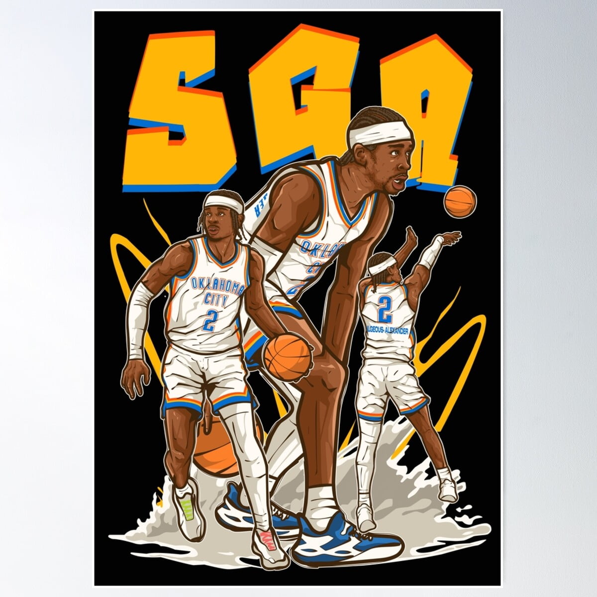 Shai Gilgeous-Alexander Sga Cartoon Poster Wall Art, Modern Wall Decor ...
