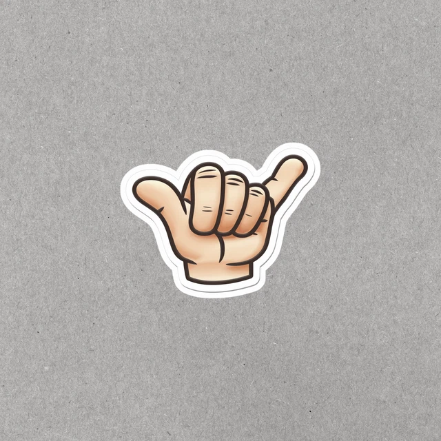 Shaka Hand Gesture Sticker - Cool Hang Loose Hawaiian Surfer Decalphone ...