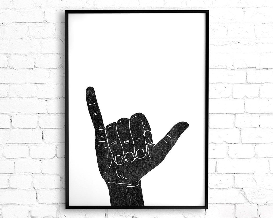 Shaka Hand Wall Art, Hang Loose Hand Gesture, Mahalo Dude Hawaiian Surf ...
