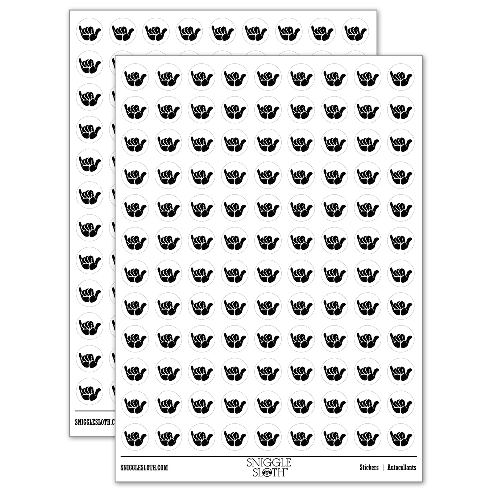 Shaka Hang Loose Surfer Sign 200+ Round Stickers - White - Gloss Finish ...