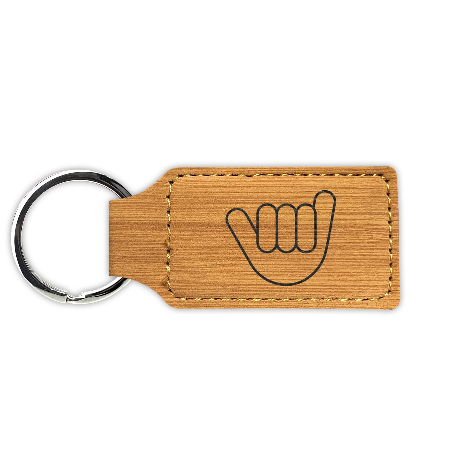 Shaka Keychain Leatherette Rectangle - Laser Engraved - Many Colors ...