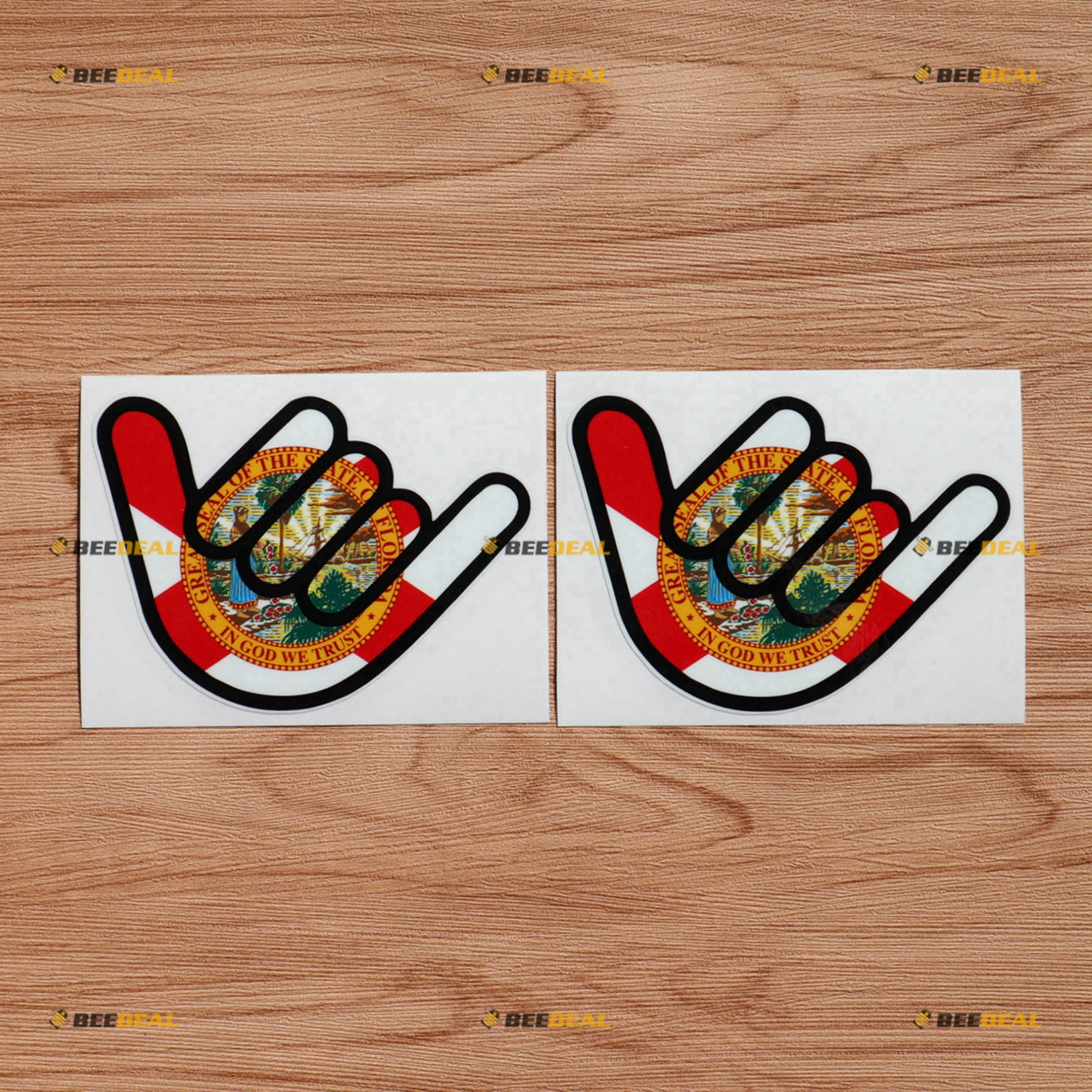 Shaka Sign Hang Loose Hawaii Florida Flag FL US State Decal Sticker ...