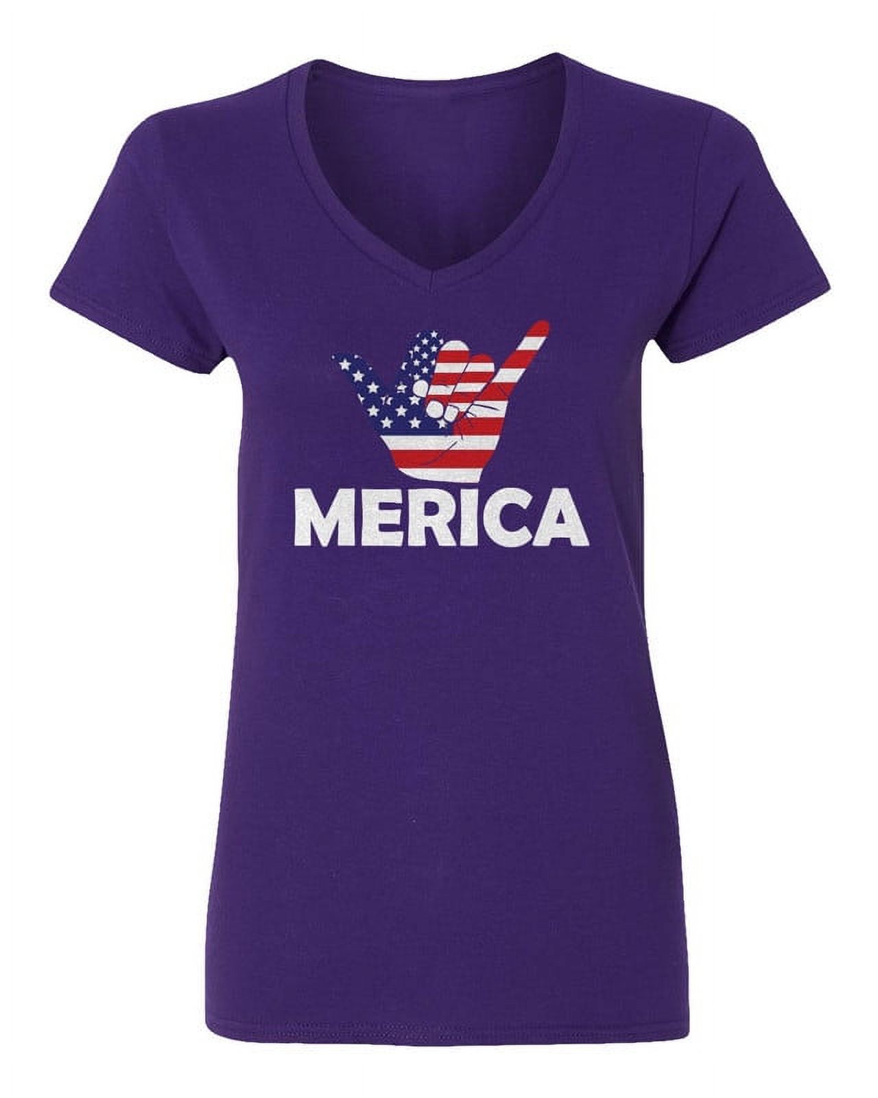 Shaka Sign Merica USA Flag July 4th Independnce Day Ladies' V-Neck ...