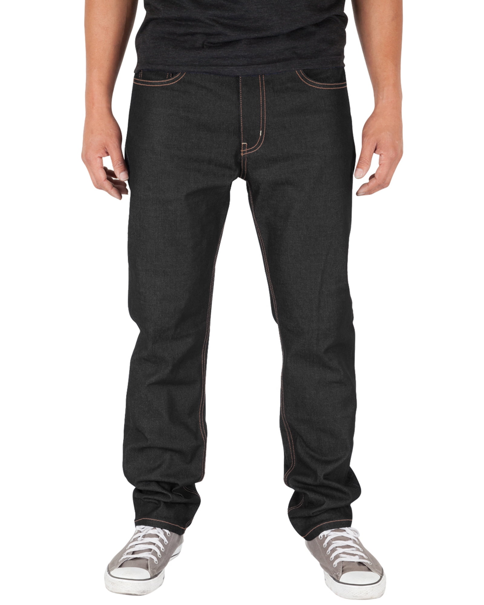 Shaka Wear Mens 12oz raw denim pants classic straight rigid jeans Black ...