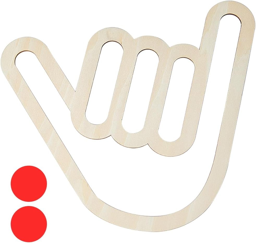 Shaka Wooden Wall Sign Hand Shape Finger Gesture Wall Decor Hanging ...