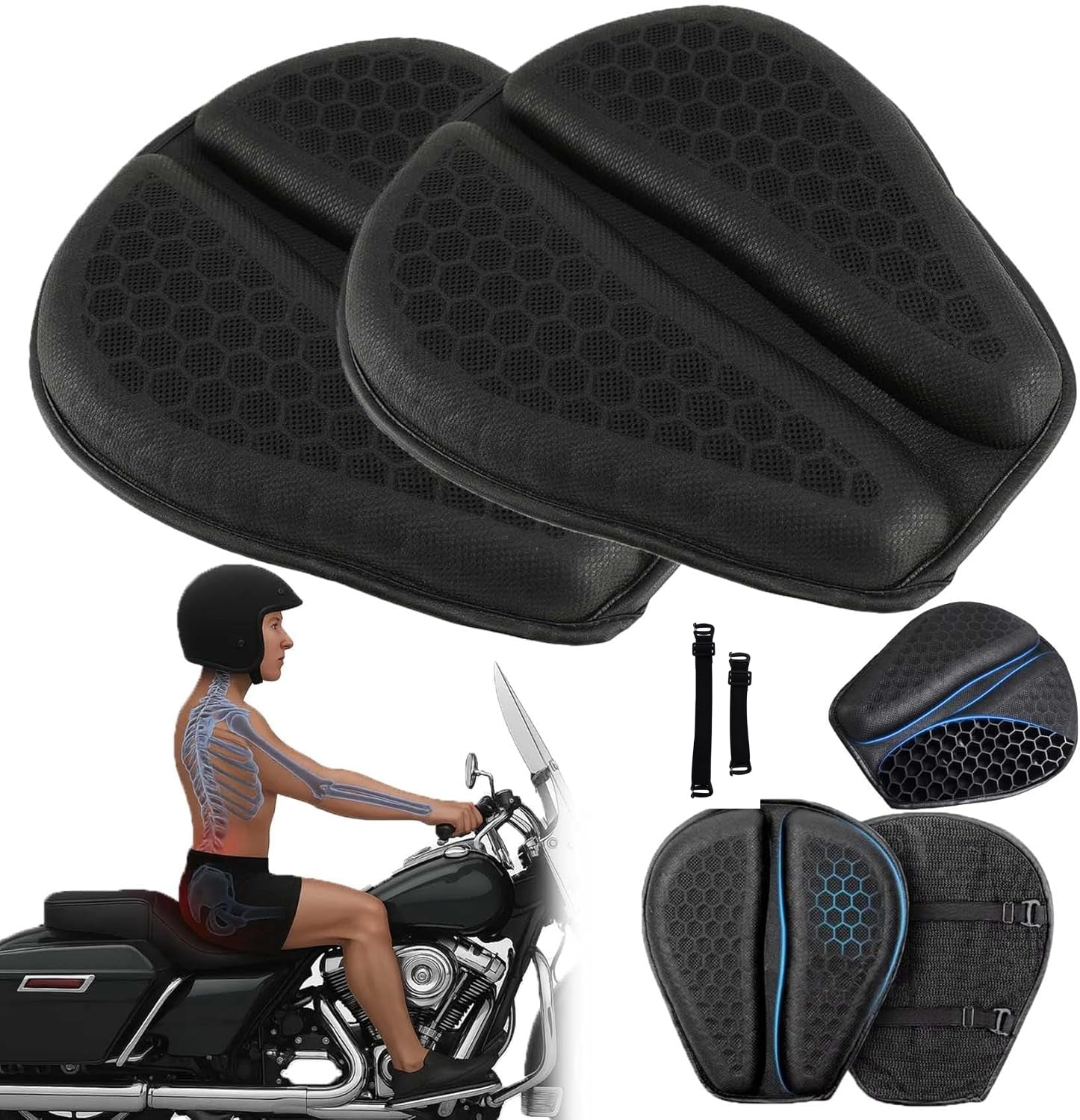 Shake Rider Cushion - Motorcycle Gel Seat Pad, 3D-Honeycomb, Shock ...