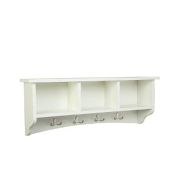 Shaker Cottage Coat Hooks with Storage - Ivory - Walmart.com