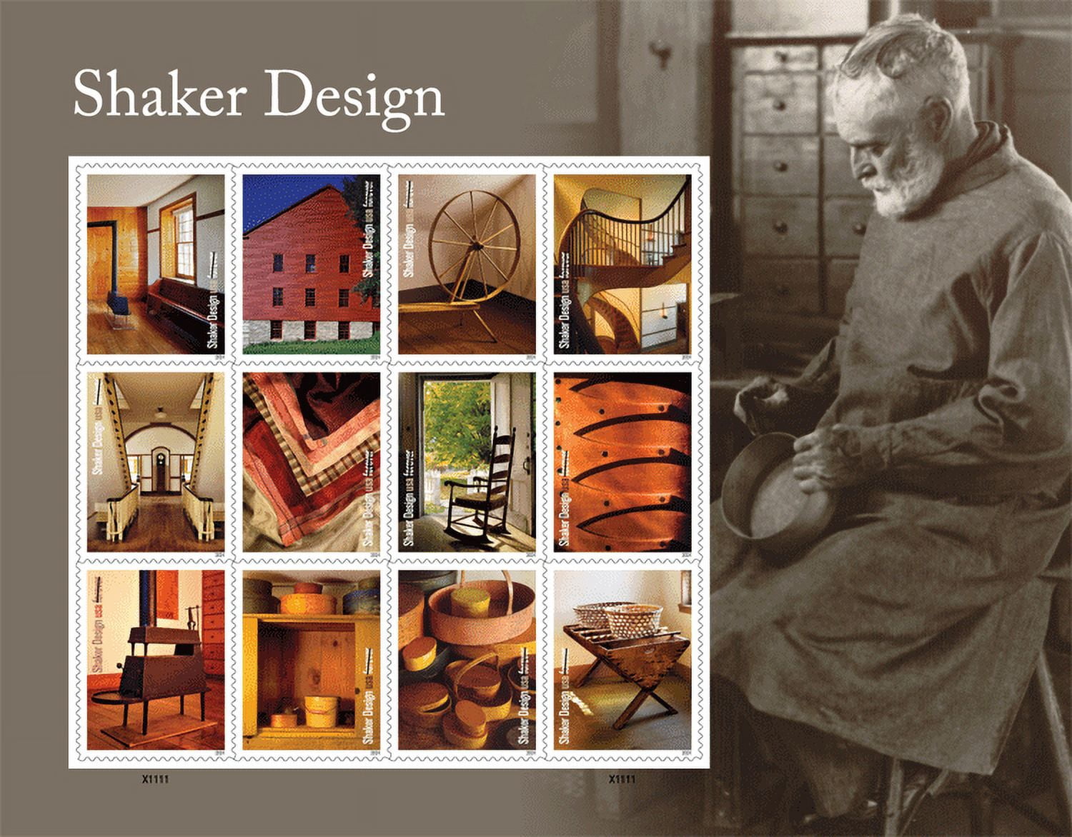 Shaker Design USPS Forever Postage Stamp 1 Sheet of 12 US Postal First ...
