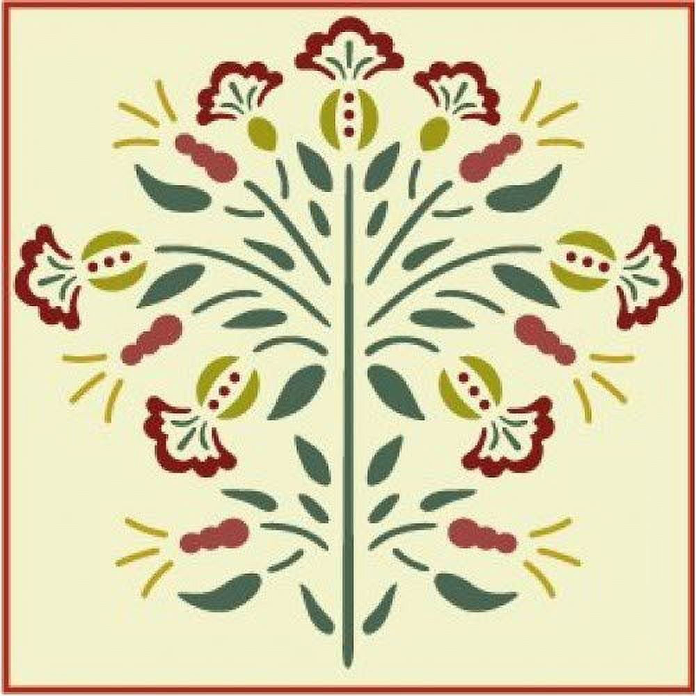 Shaker Flowers 2 Stencil - Primitive Colonial Trees Nuts Leaves Cones ...