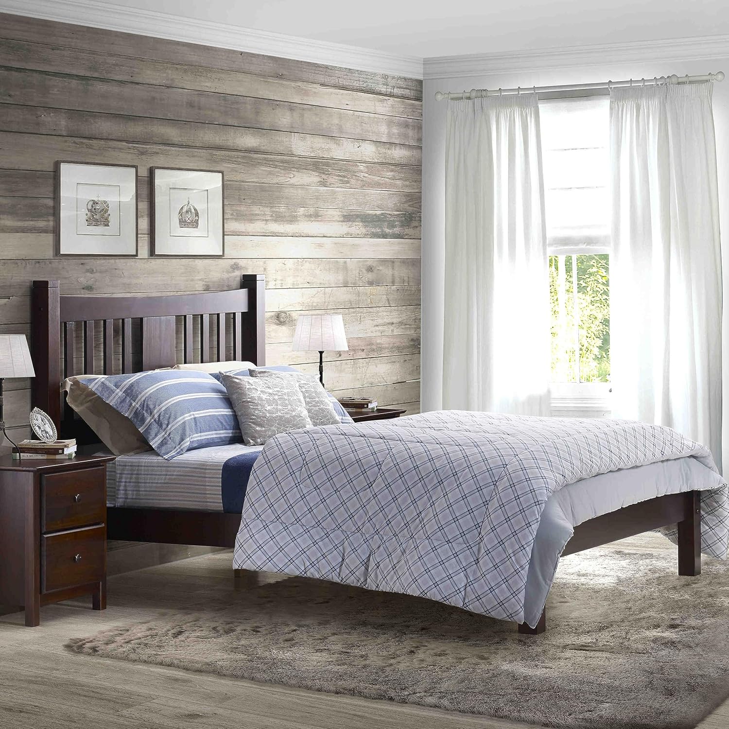 Shaker Solid Wood Slat Platform Bed, King Size, Cherry - Walmart.com