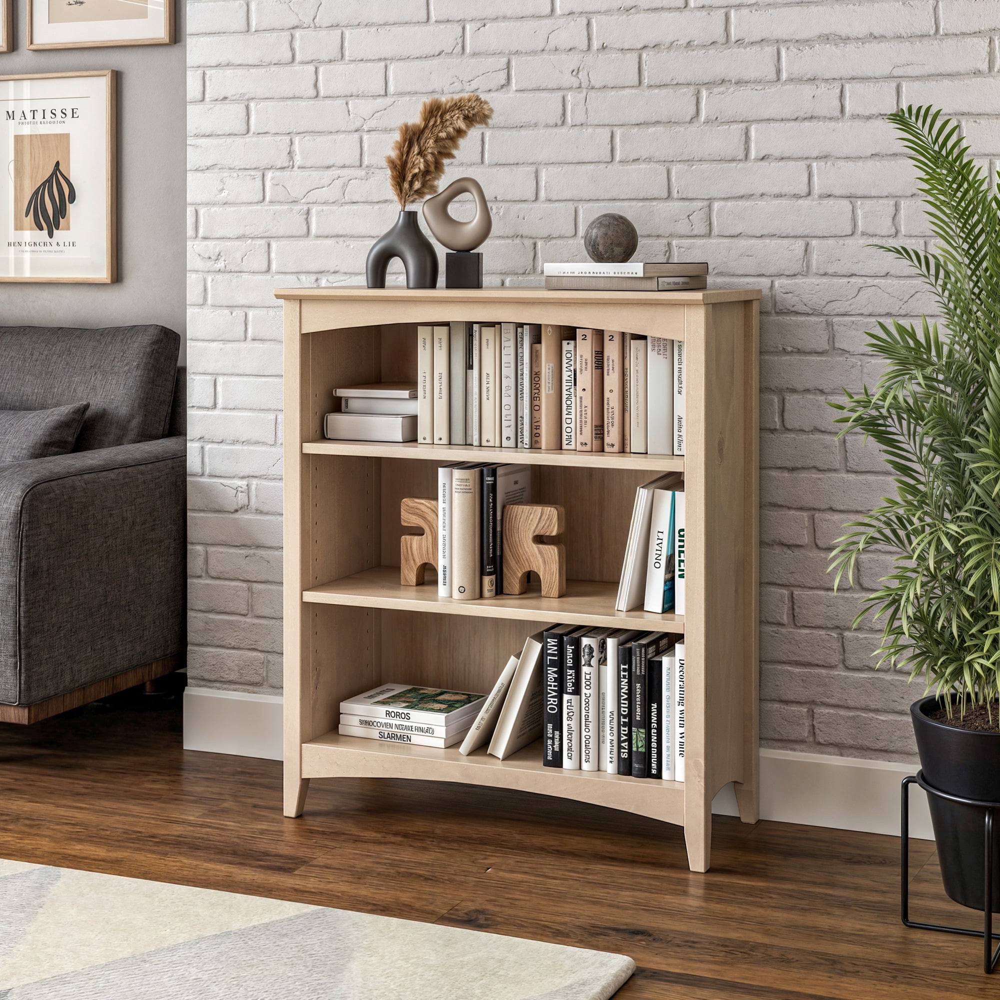 Shaker Style Bookcase - Light Oak Finish - 36"H - Walmart.com