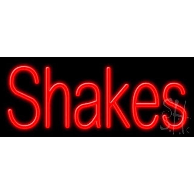 Shakes LED Neon Sign 10 x 24 - inches, Black Square Cut Acrylic Backing ...