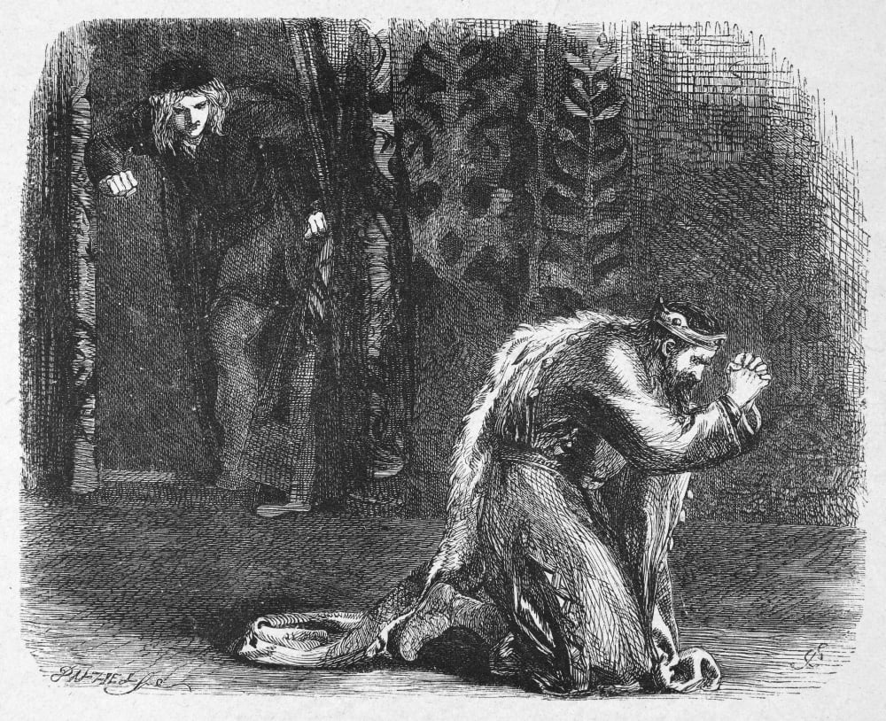 Shakespeare Hamlet. Nhamlet Watching King Claudius At Prayer After The ...