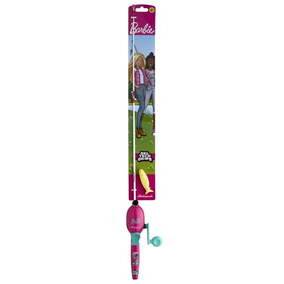 Shakespeare Mattel Barbie Kids Fishing Rod and Reel Combo, 2'6 ...